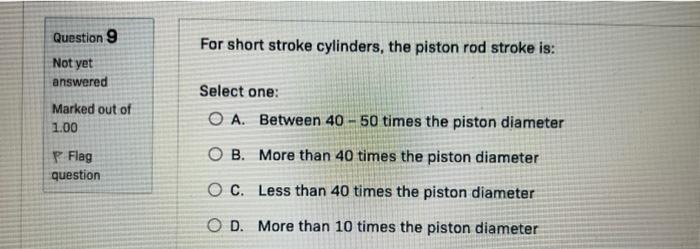 Solved For short stroke cylinders, the piston rod stroke is: | Chegg.com
