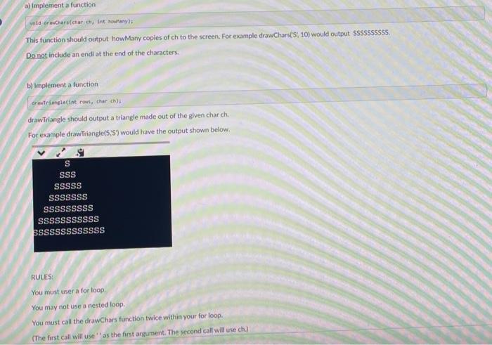 This function should output howMany coples of ch to | Chegg.com This function should output howMany coples of ch to | Chegg.com