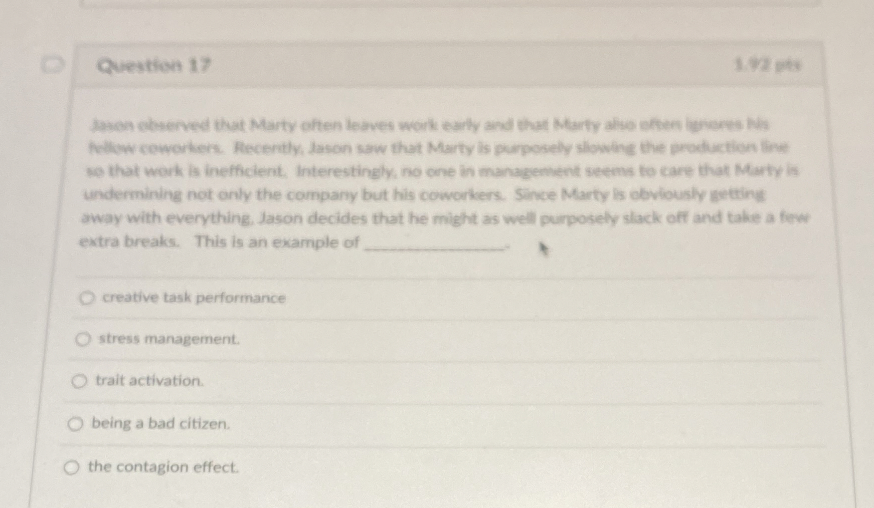 Solved vestion 17laon cherved that Marty often leaves work | Chegg.com