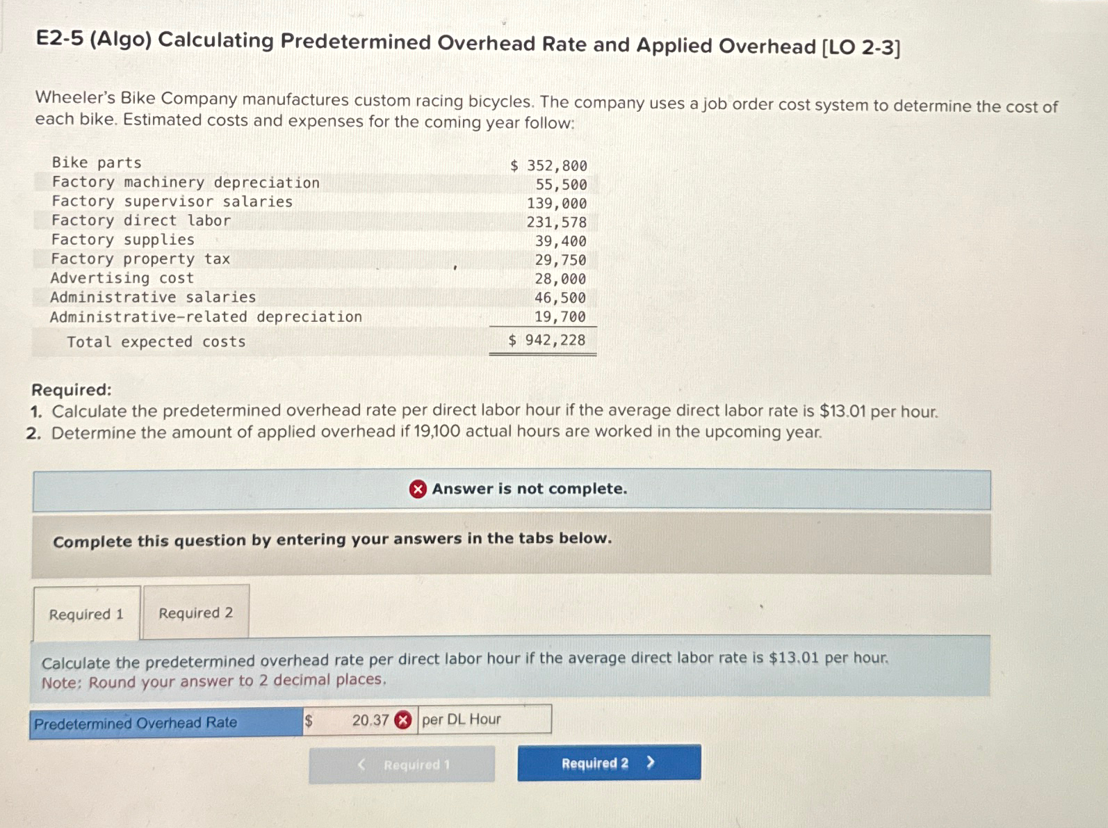 Solved E2-5 (Algo) ﻿Calculating Predetermined Overhead Rate | Chegg.com