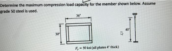 Solved Determine the maximum compression load capacity for | Chegg.com