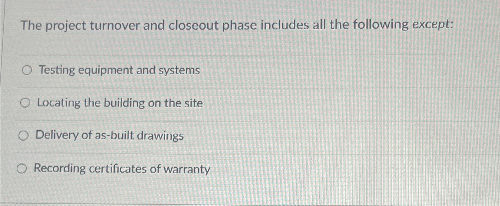 Solved The project turnover and closeout phase includes all | Chegg.com