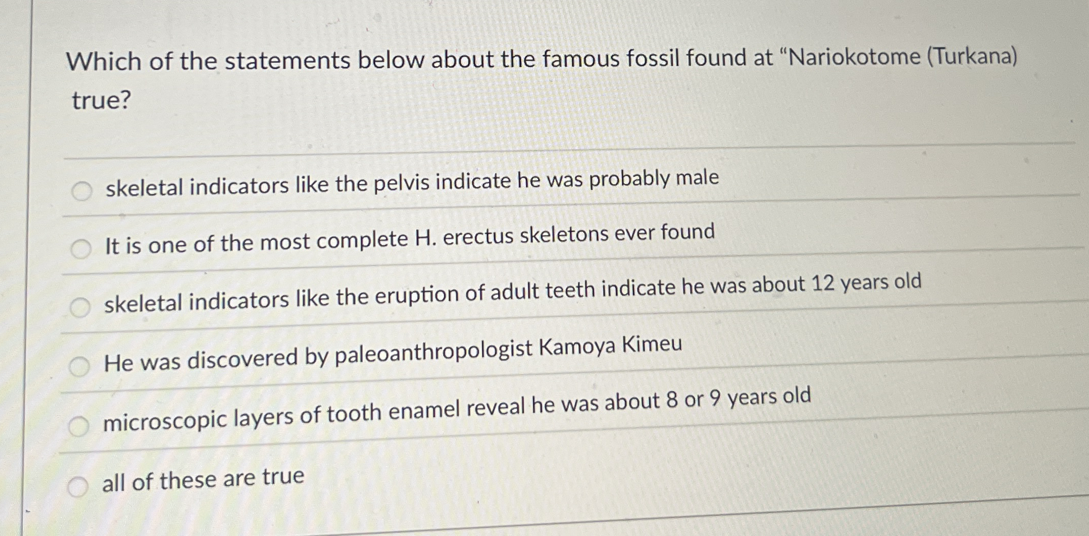 Solved Which of the statements below about the famous fossil | Chegg.com