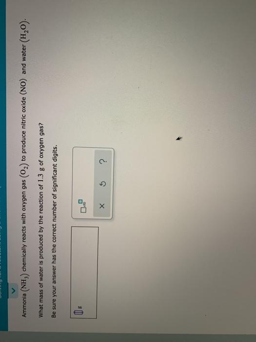 Solved Ammonia (NH,) chemically reacts with oxygen gas (02) | Chegg.com