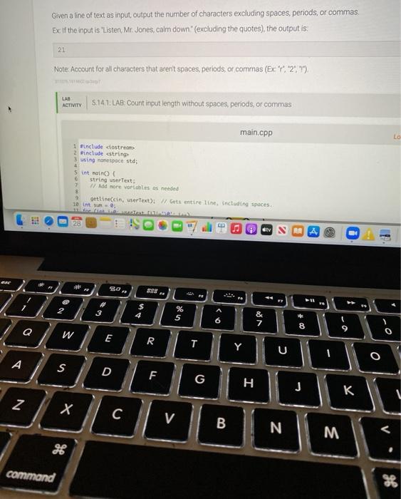 Solved Given a line of text as input, output the number of | Chegg.com