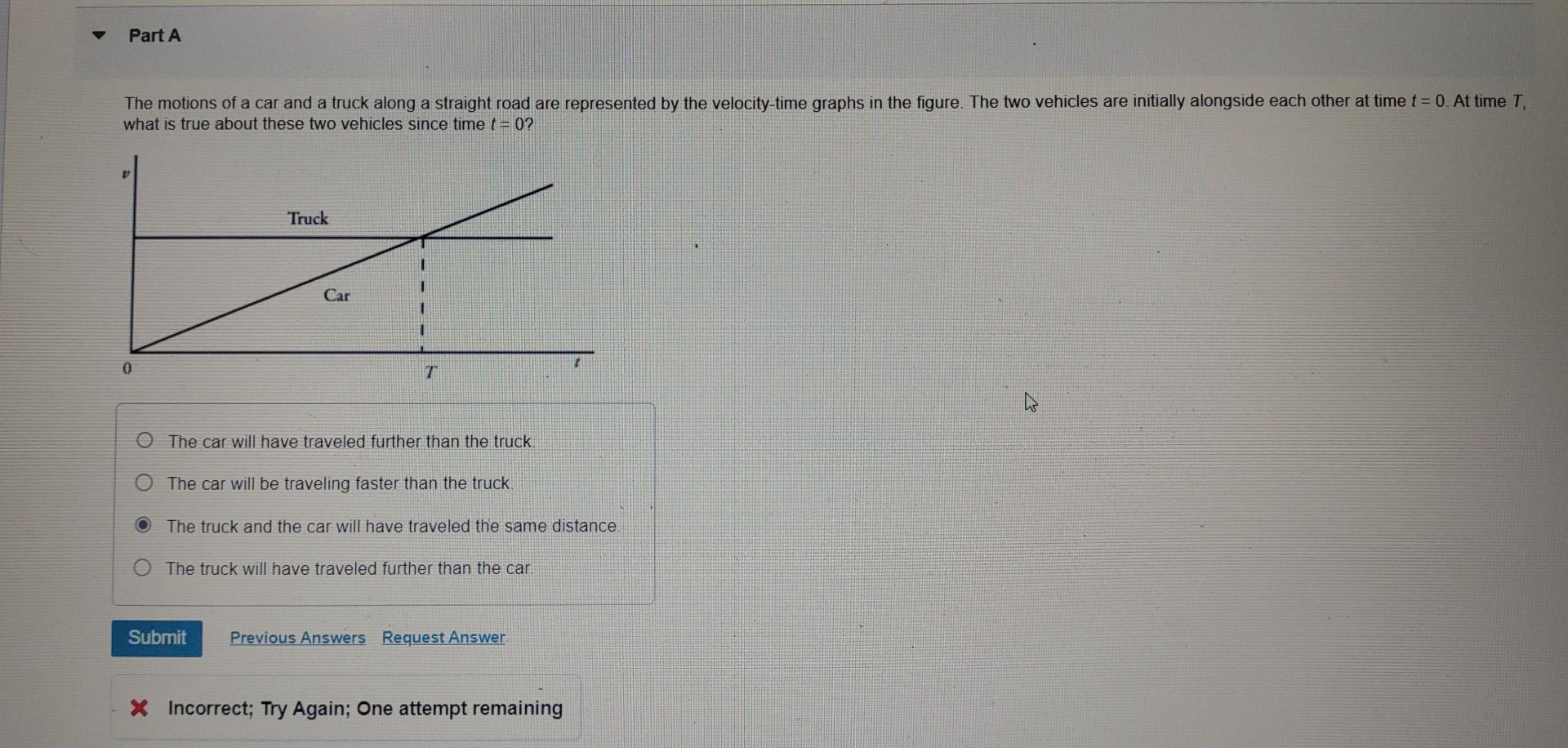 Solved The motions of a car and a truck along a straight | Chegg.com