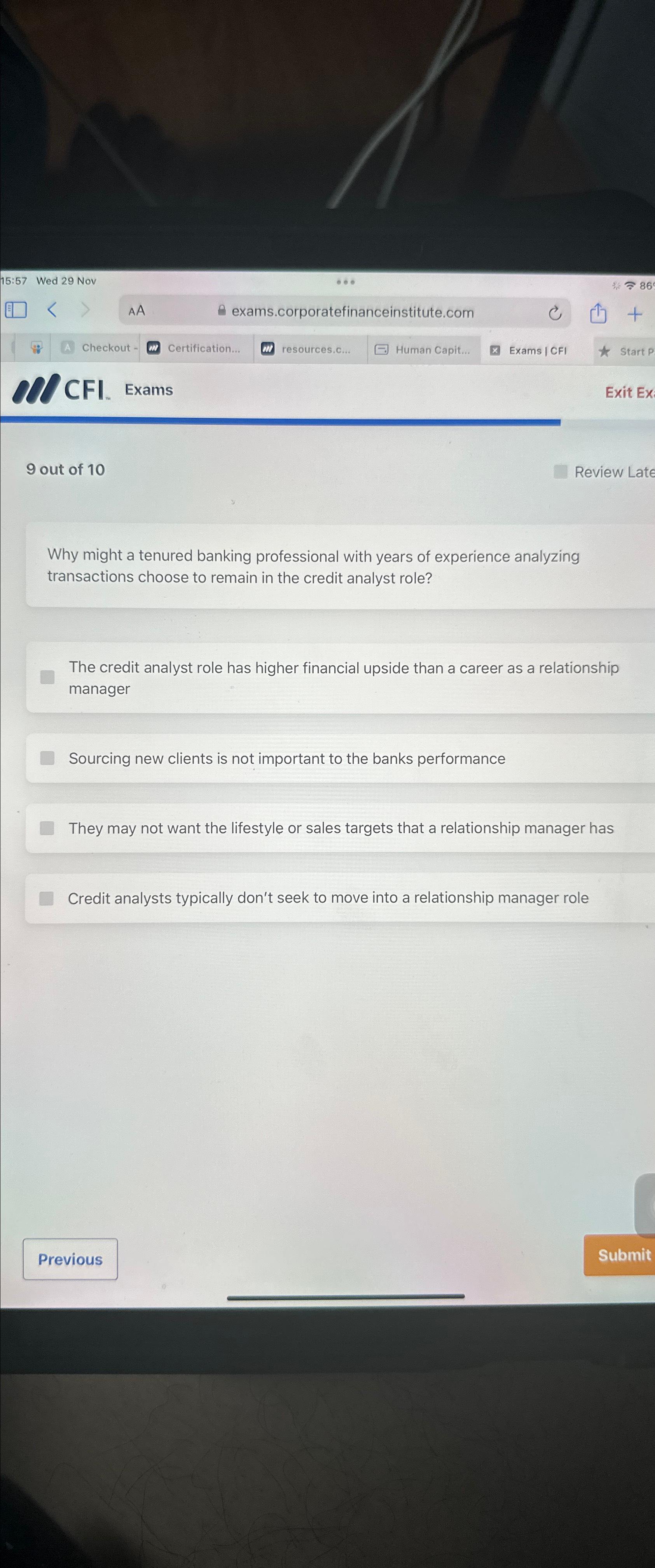 Solved 9 ﻿out of 10Review LateWhy might a tenured banking | Chegg.com