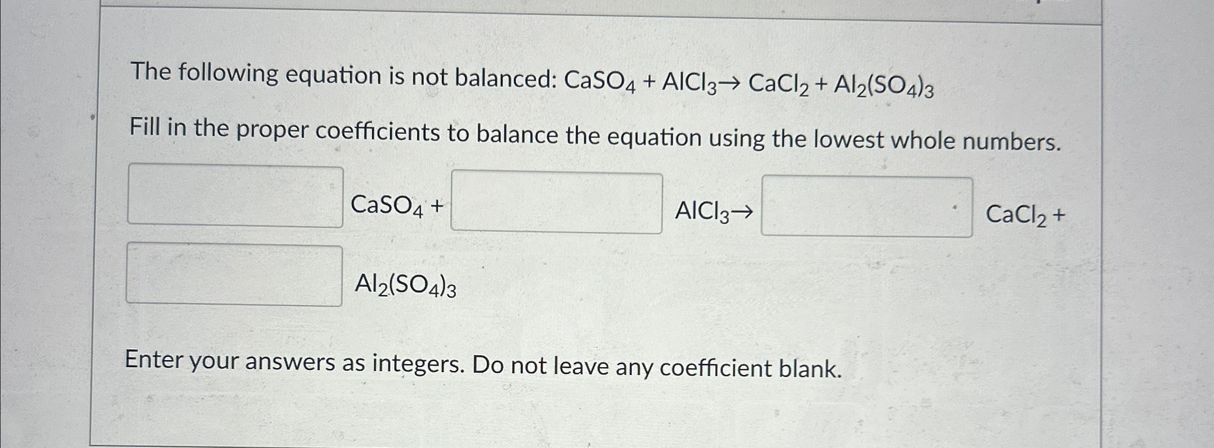 Solved The following equation is not balanced: | Chegg.com