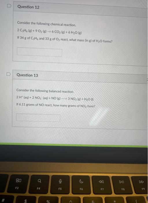 Solved Consider The Following Chemical Reaction 2c3h6