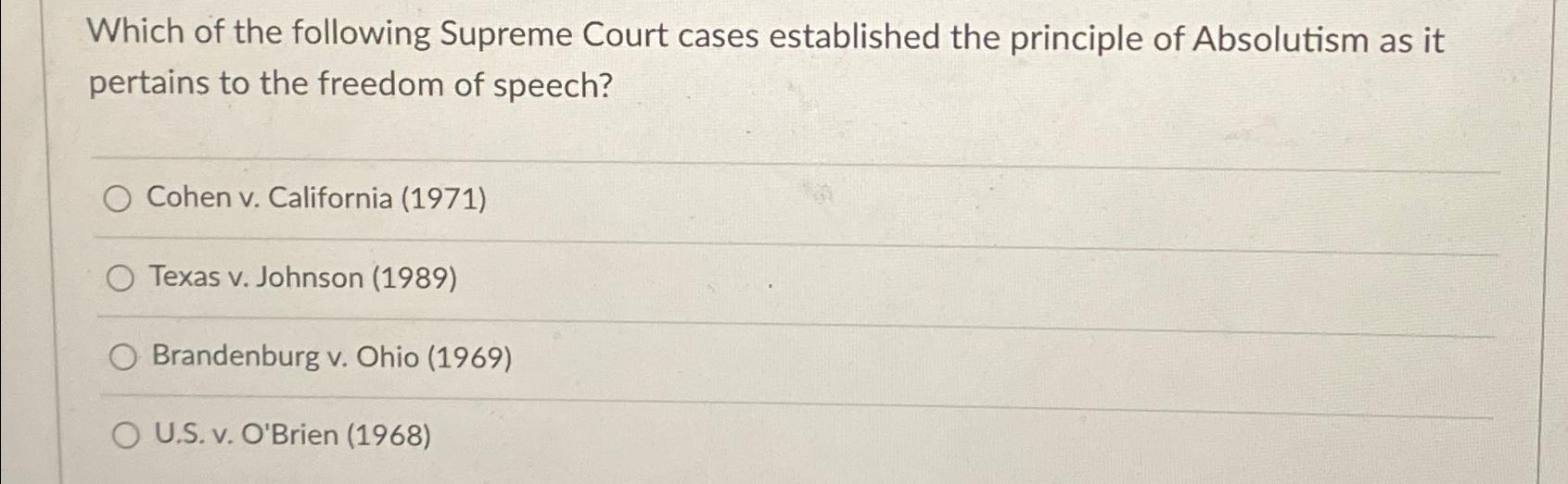 Solved Which of the following Supreme Court cases | Chegg.com
