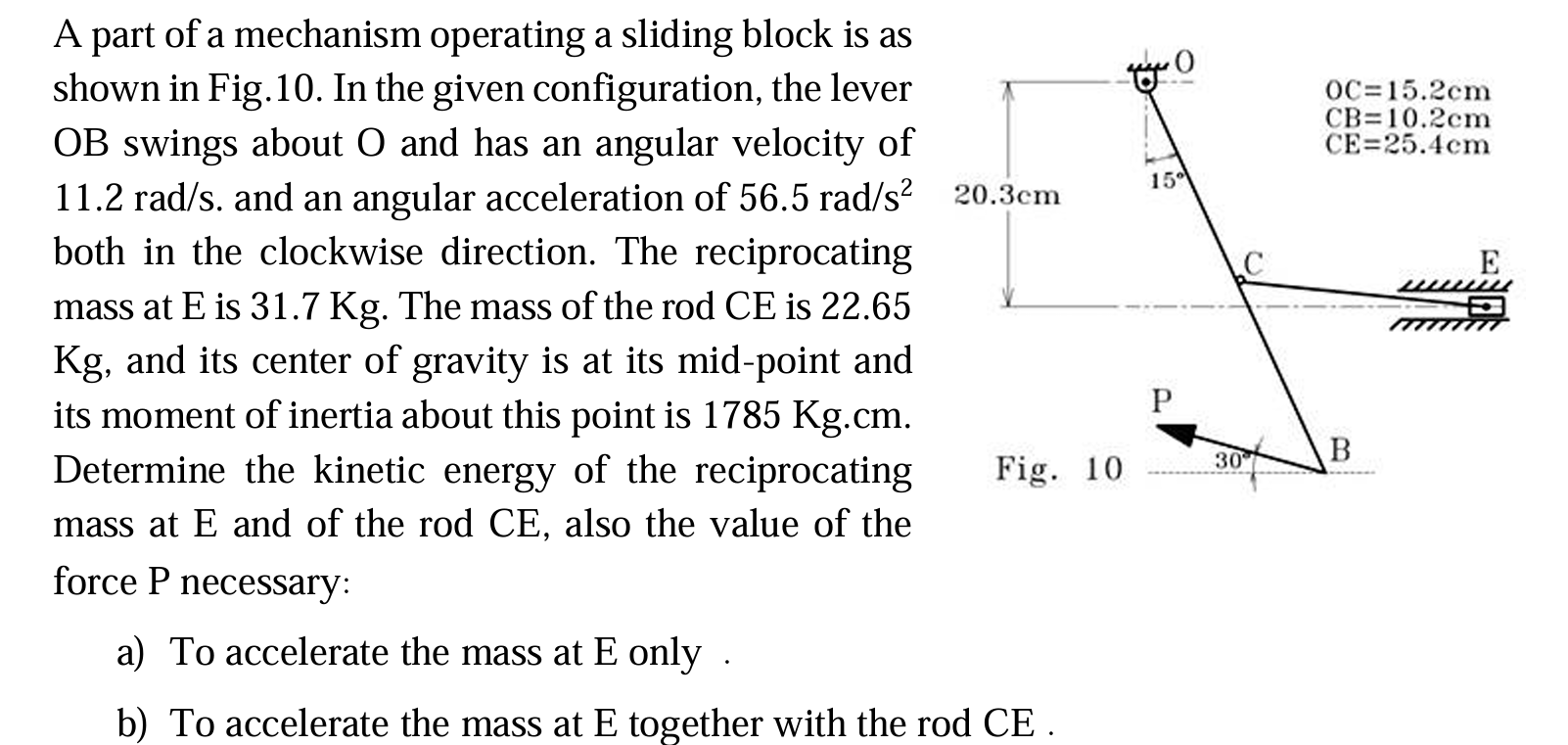 Solved A part of a mechanism operating a sliding block is as | Chegg.com
