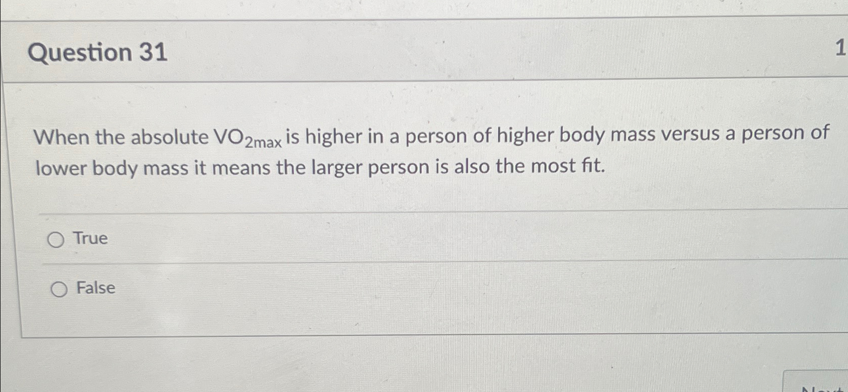 Solved Question 31When the absolute VO2 max ﻿is higher in a | Chegg.com