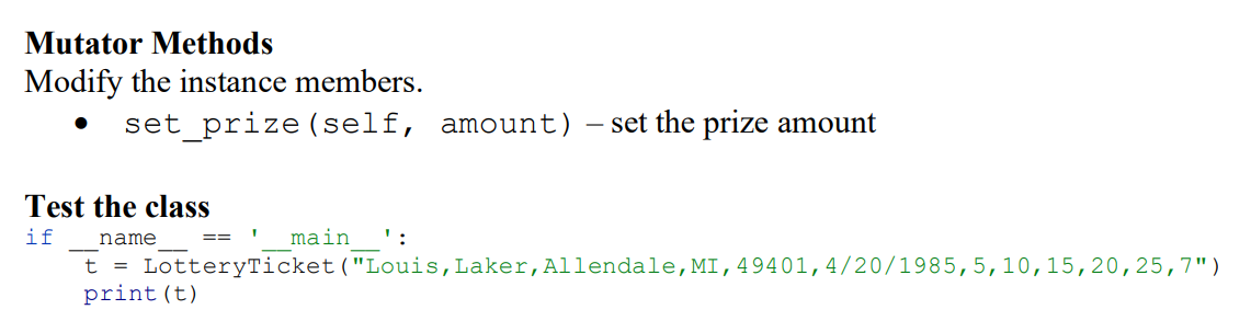 Solved Mutator MethodsModify the instance members.• | Chegg.com