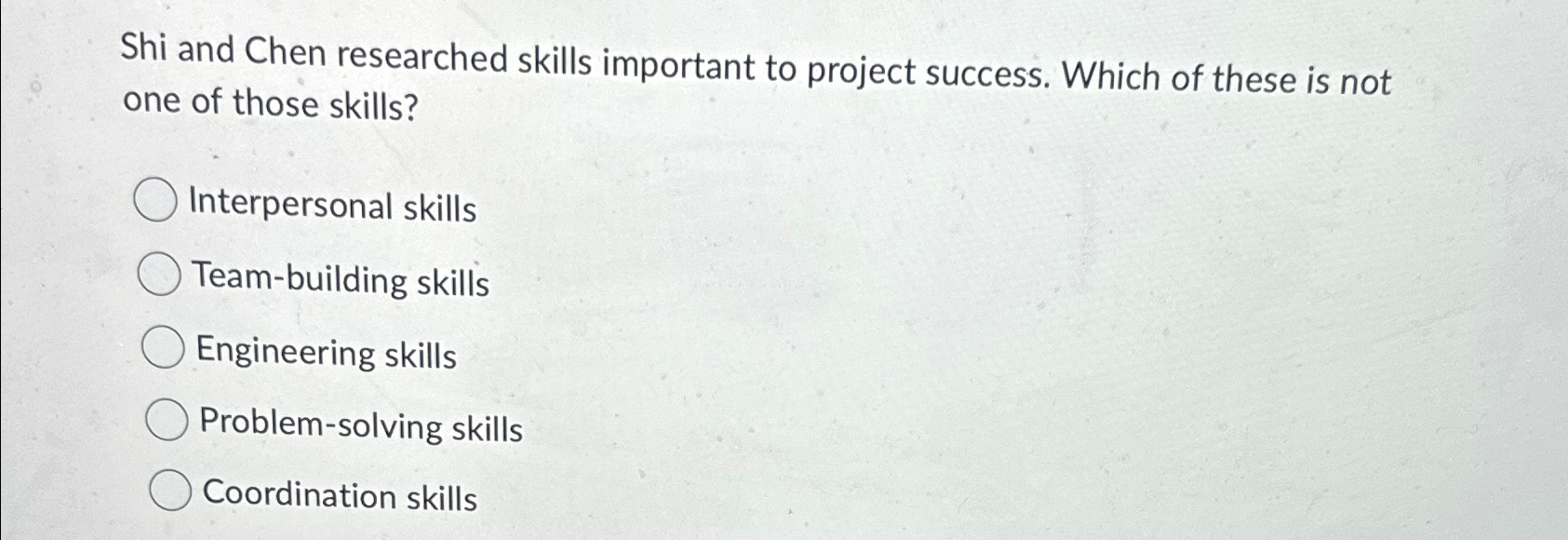 Solved Shi and Chen researched skills important to project | Chegg.com