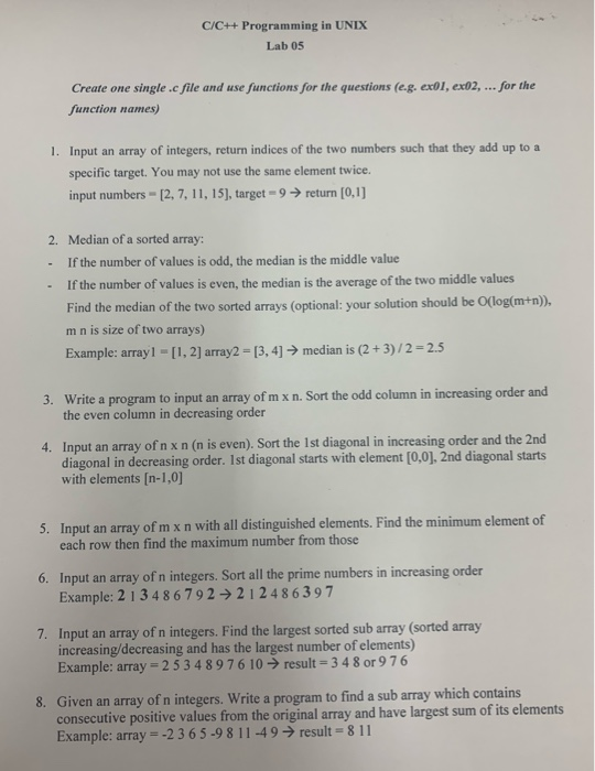Solved Cc Programming In Unix Lab 05 Create One Singlec 5991