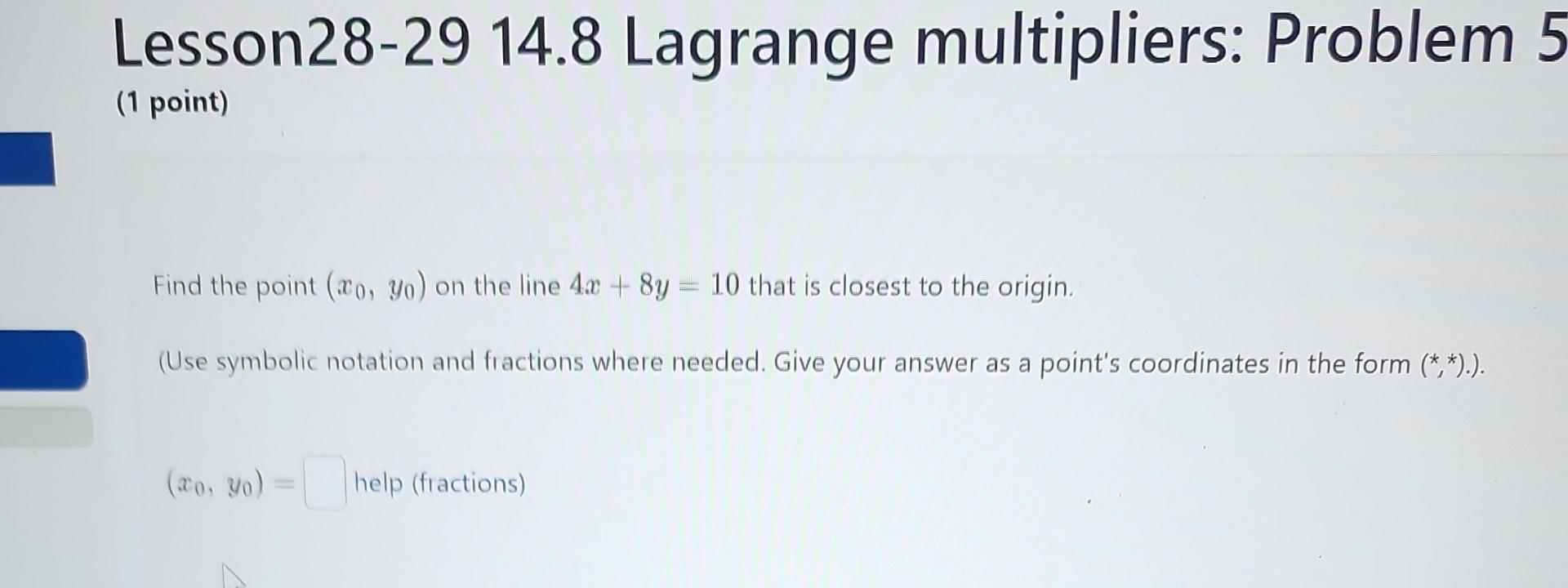 Solved Lesson28-29 14.8 Lagrange multipliers: Problem (1 | Chegg.com
