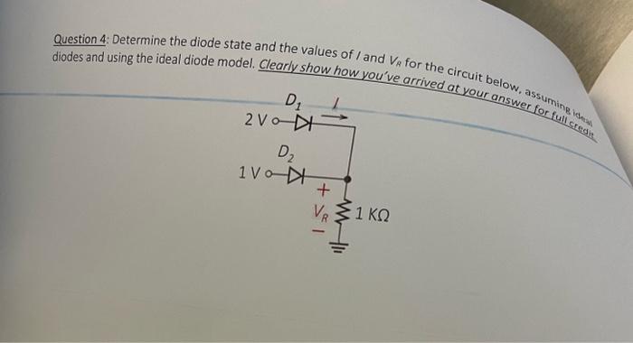 Solved diodes and using the ideal diode model. Clearly show | Chegg.com