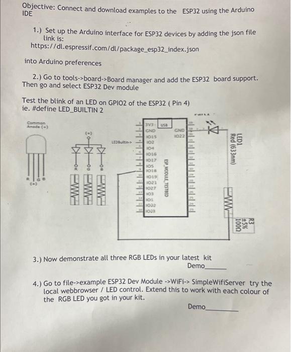 Solved Objective: Connect and download examples to the ESP32 | Chegg.com