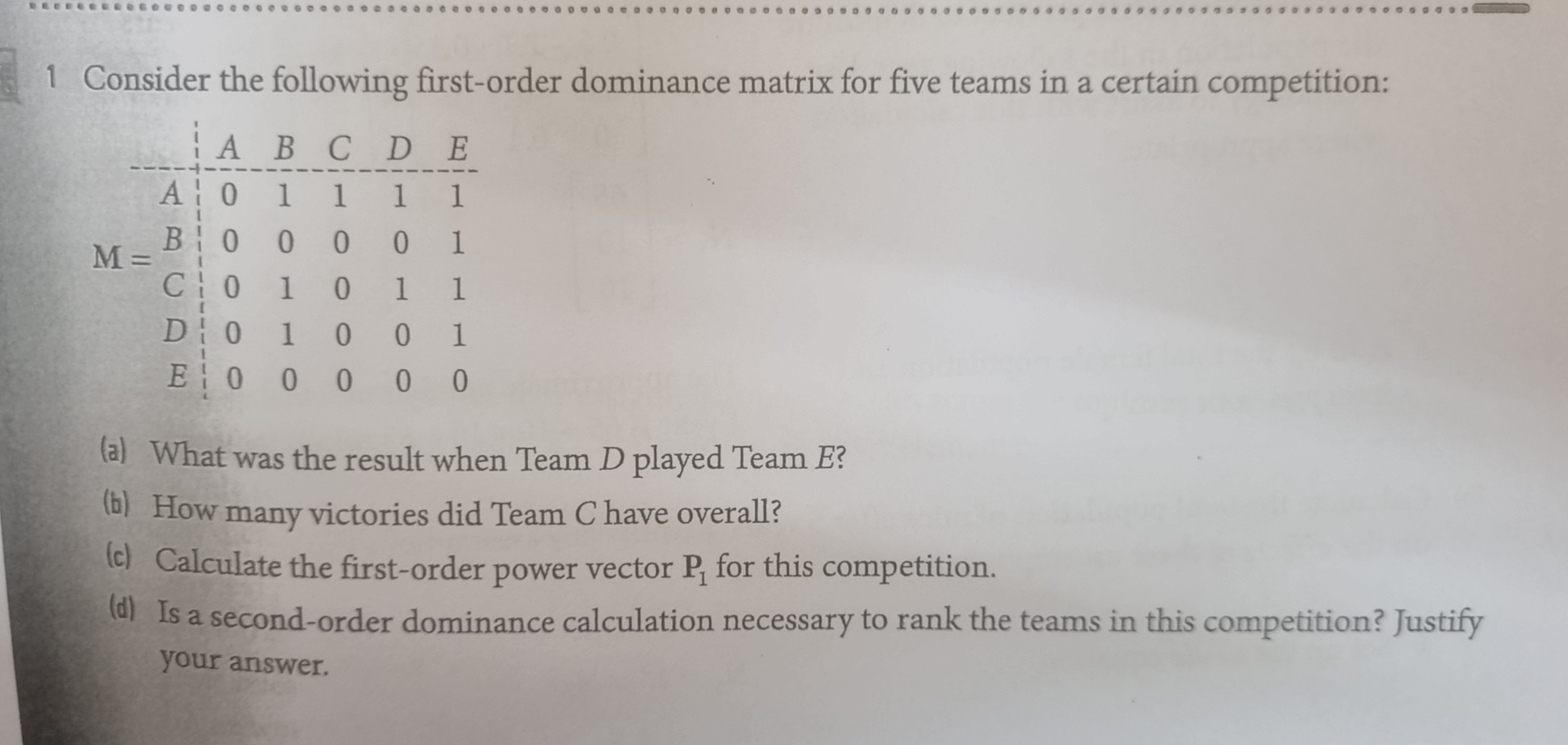 Solved 1 ﻿Consider the following first-order dominance | Chegg.com