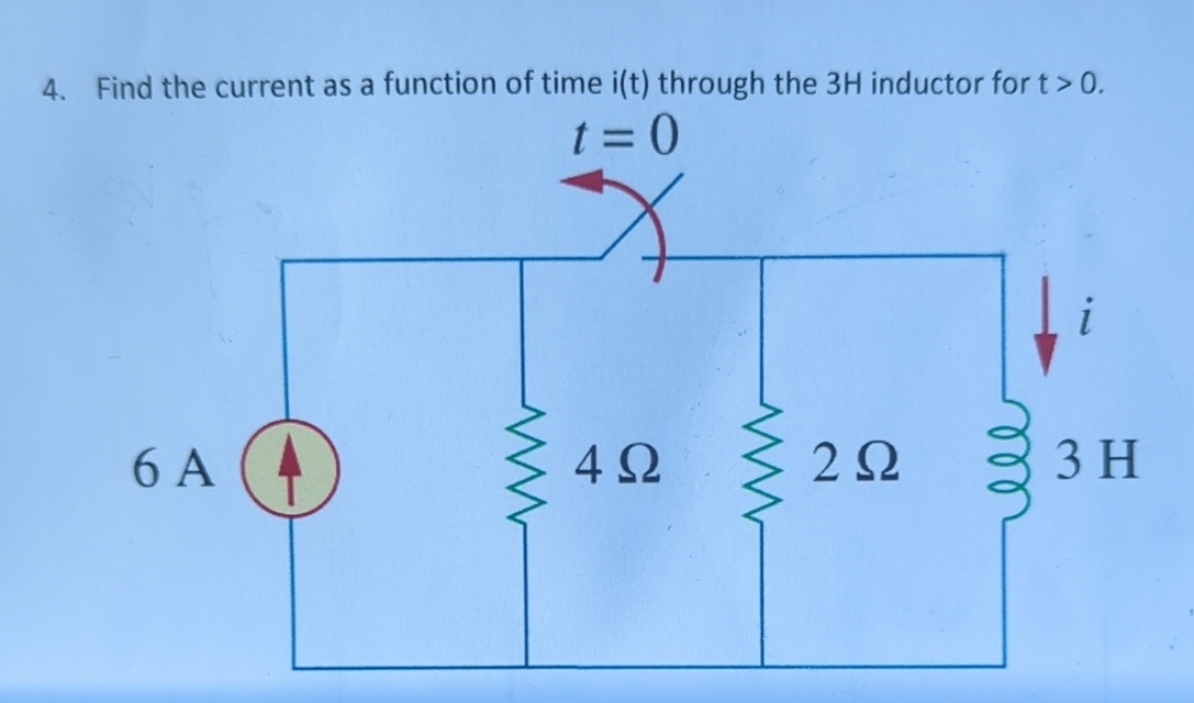 Solved Find the current as a function of time i(t) ﻿through | Chegg.com