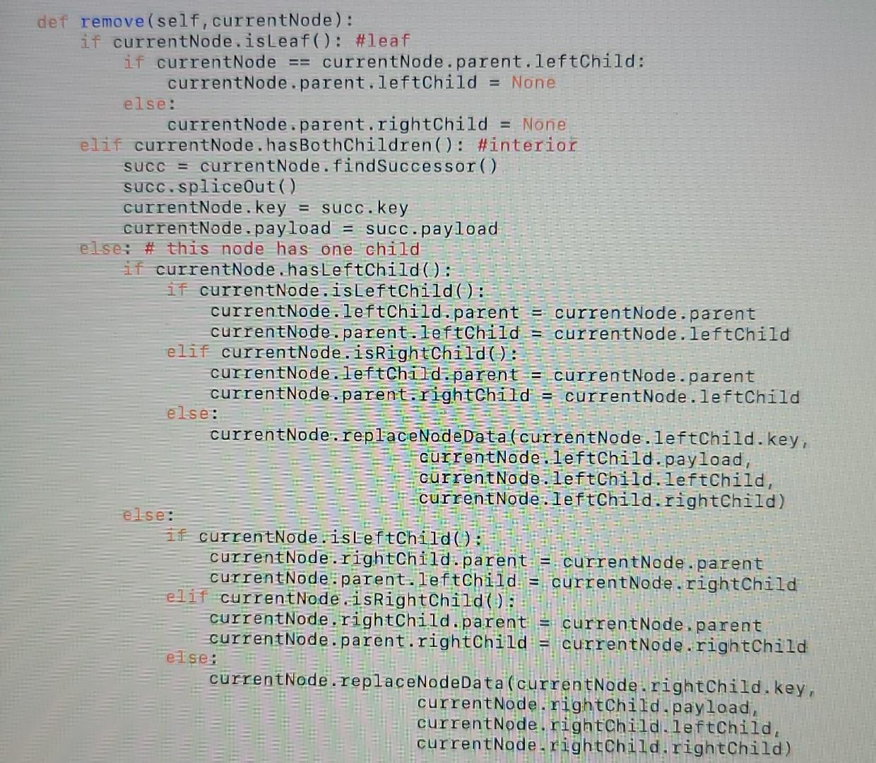 Solved 1. Using the remove (self, currentNode) method in the | Chegg.com