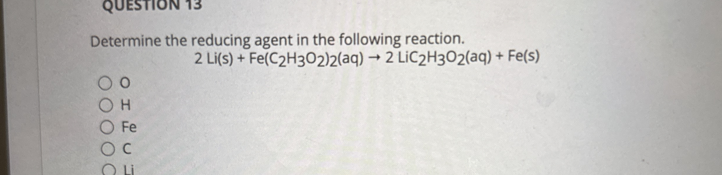 Solved Determine the reducing agent in the following | Chegg.com