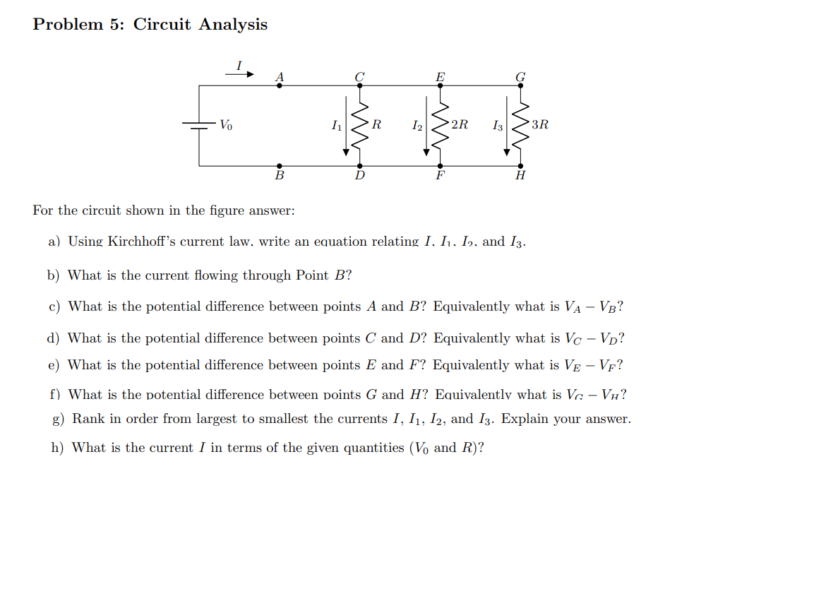 Solved Problem 5: Circuit AnalysisFor the circuit shown in | Chegg.com