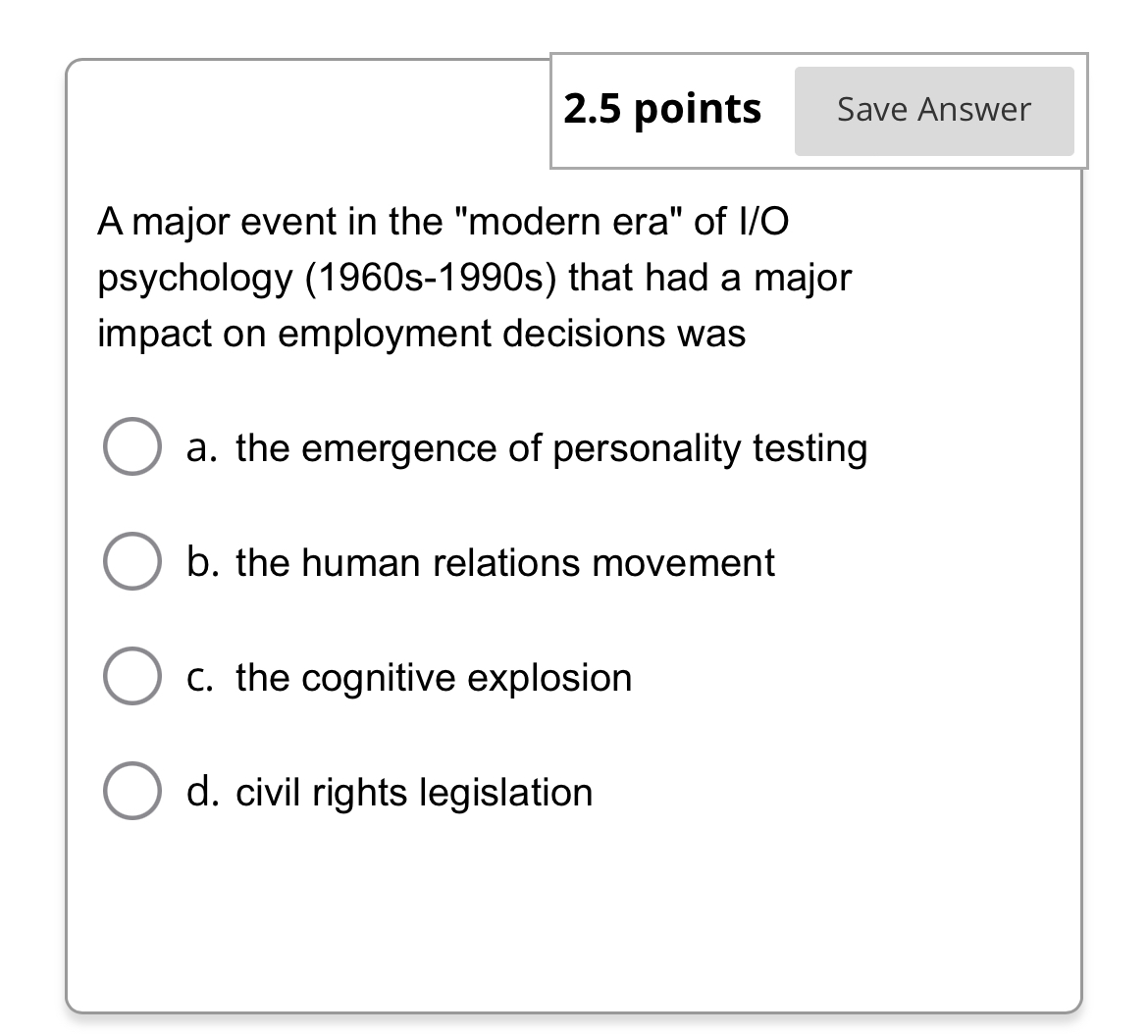 Solved 2.5 ﻿pointsA major event in the "modern era" of I/O | Chegg.com