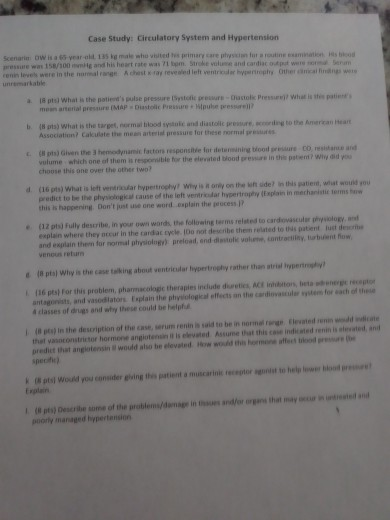 Solved Case Study Circulatory System and Hypertension Case | Chegg.com