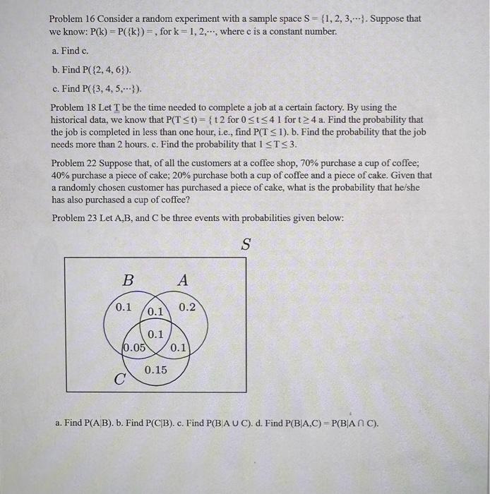 Solved Problem 16 Consider a random experiment with a sample | Chegg.com