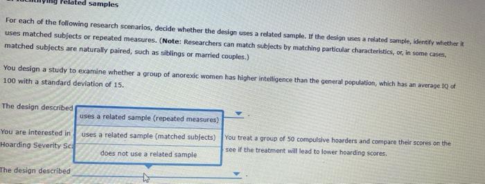 Solved 2. Identifying related samples For each of the | Chegg.com