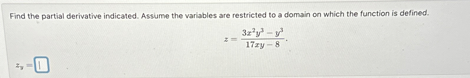 Solved Find the partial derivative indicated. Assume the | Chegg.com