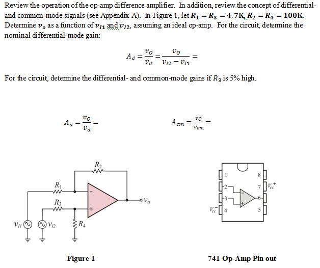 Solved Review the operation of the op-amp difference | Chegg.com