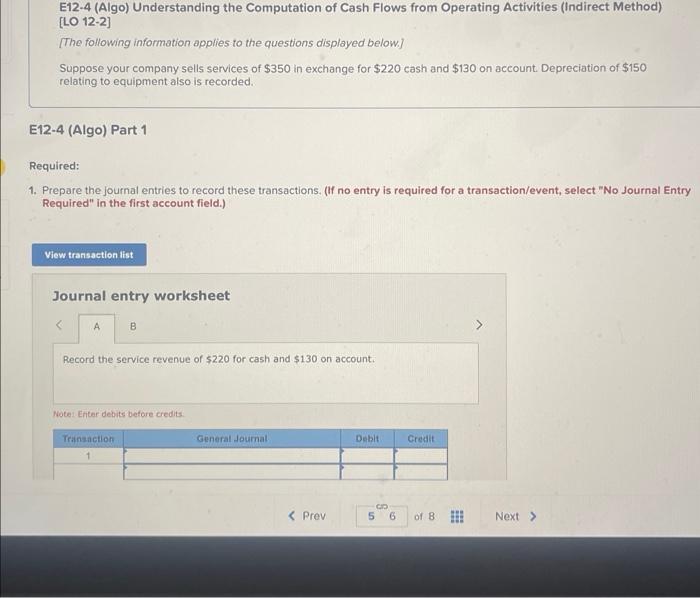 Solved E12-4 (Algo) Understanding the Computation of Cash | Chegg.com