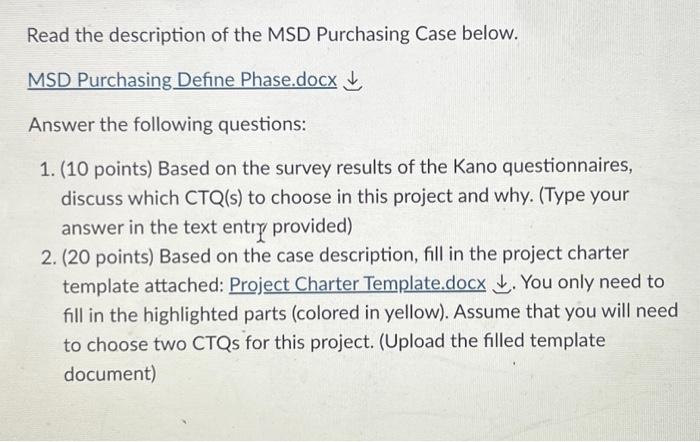Solved Read the description of the MSD Purchasing Case | Chegg.com
