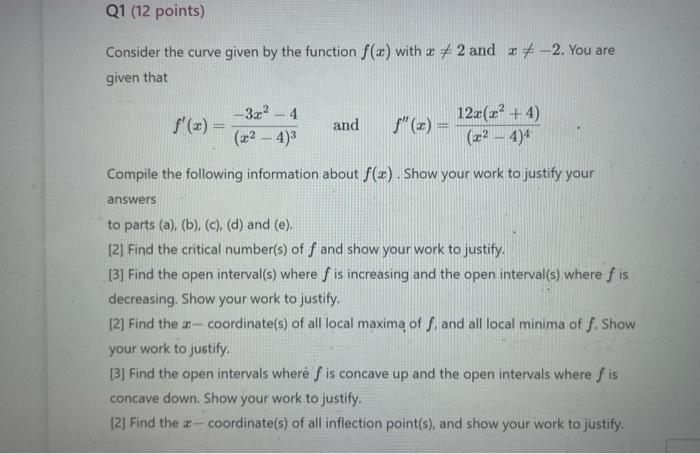 Consider the curve given by the function f(x) with | Chegg.com