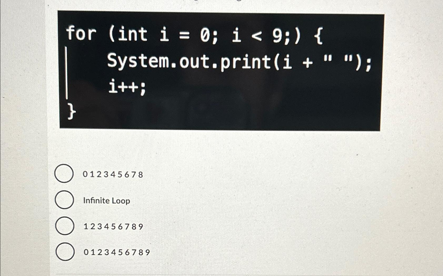 Solved for (int i=0;i