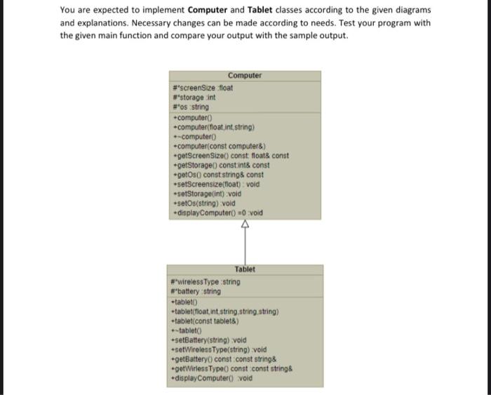Solved You are expected to implement Computer and Tablet | Chegg.com