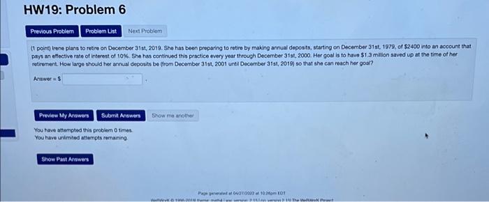 Solved HW19: Problem 6 Previous Problem Problem List Next | Chegg.com
