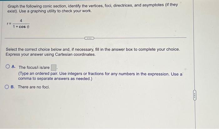 Solved Graph the following conic section, identify the | Chegg.com