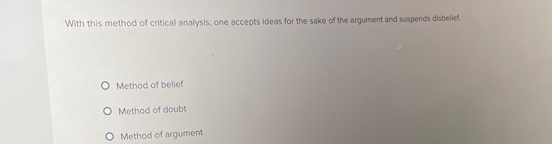 Solved With this method of critical analysis, one accepts | Chegg.com