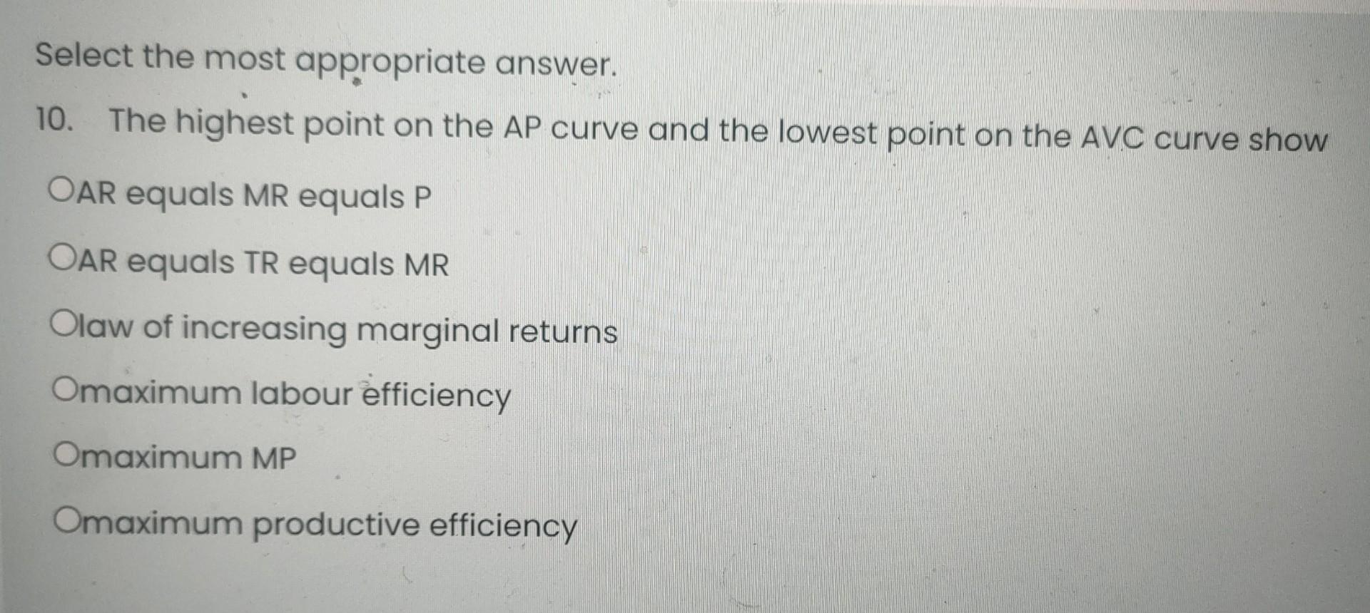 Solved Select the most appropriate answer. 10. The highest | Chegg.com