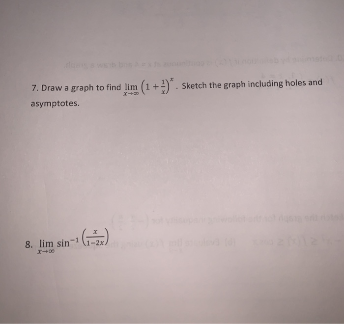 Solved 7. Draw a graph to find lim (1+1)*. Sketch the graph | Chegg.com