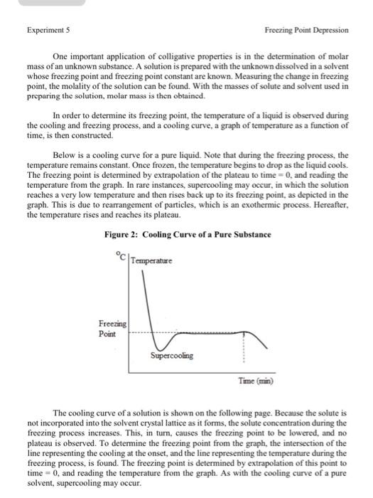 Solved Experiment an 5 Freezing Point Depression OBJECTIVE: | Chegg.com