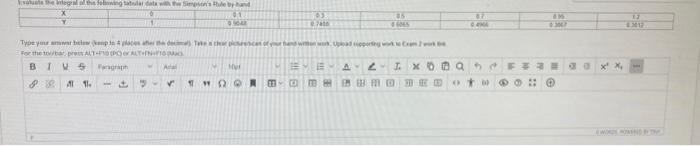 Solved Evaluate the integral of the following tabular data | Chegg.com