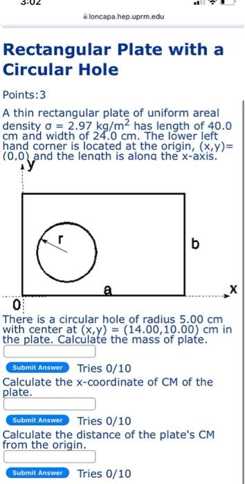 Solved loncapa.hep uprm.edu Rectangular Plate with a | Chegg.com