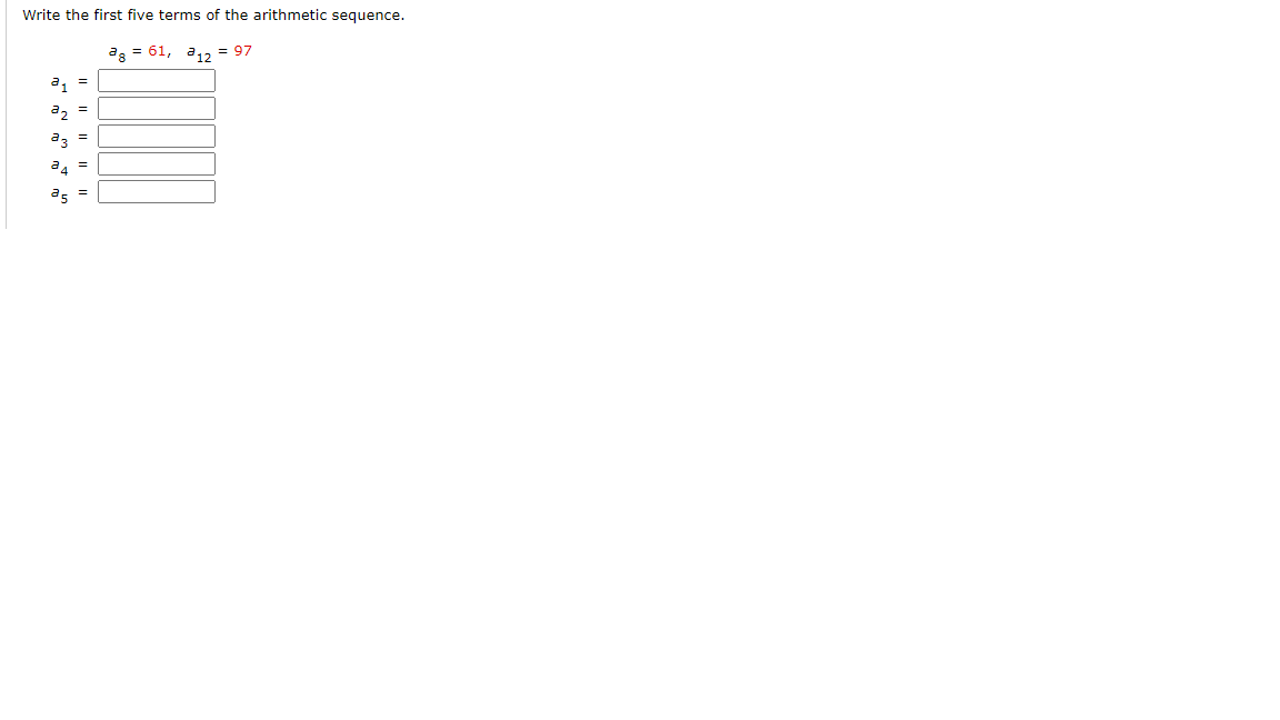 Solved Write the first five terms of the arithmetic | Chegg.com