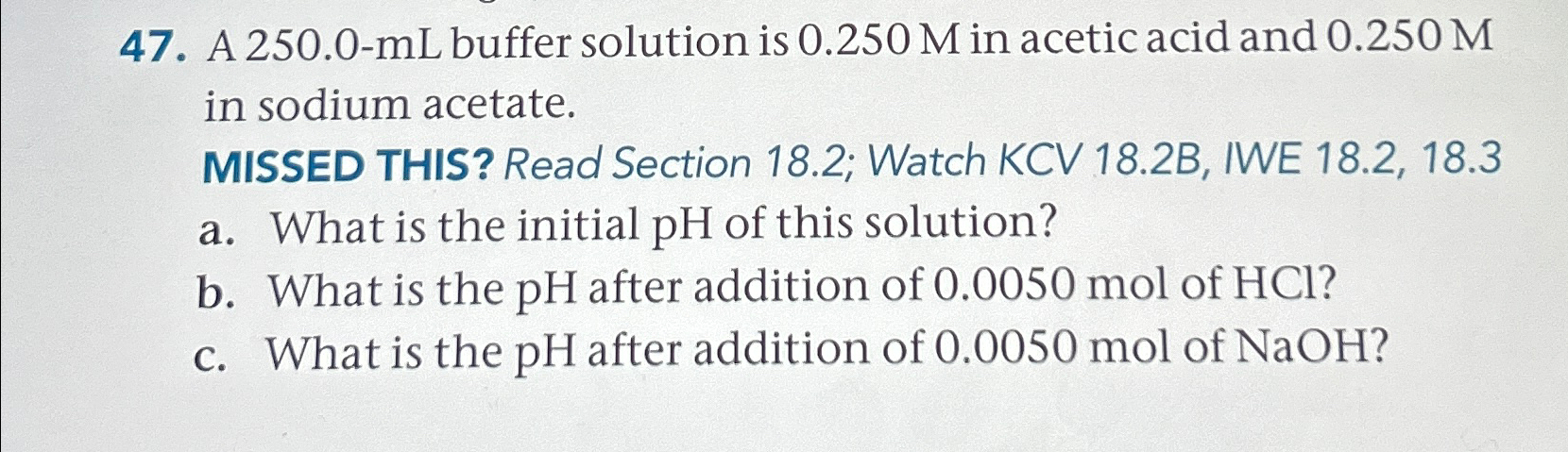 A 250.0-mL ﻿buffer solution is 0.250M ﻿in acetic acid | Chegg.com