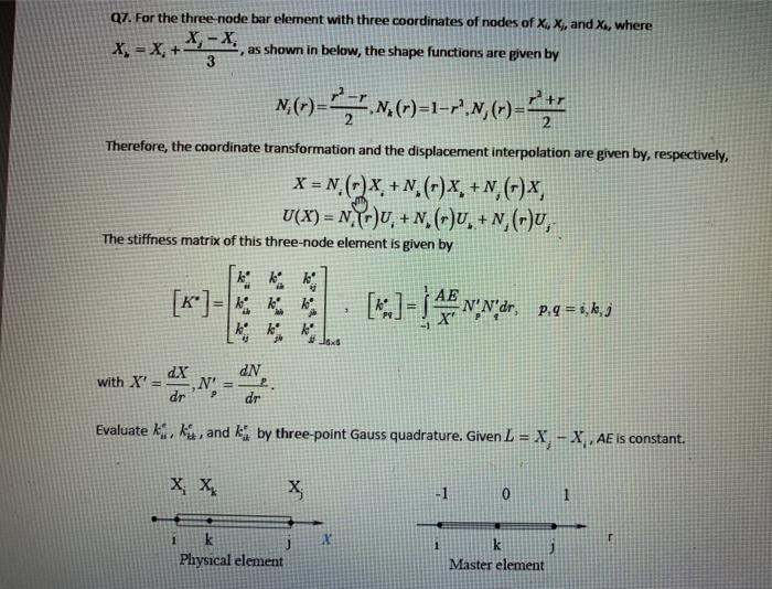 Solved Q7. For the three node bar element with three | Chegg.com