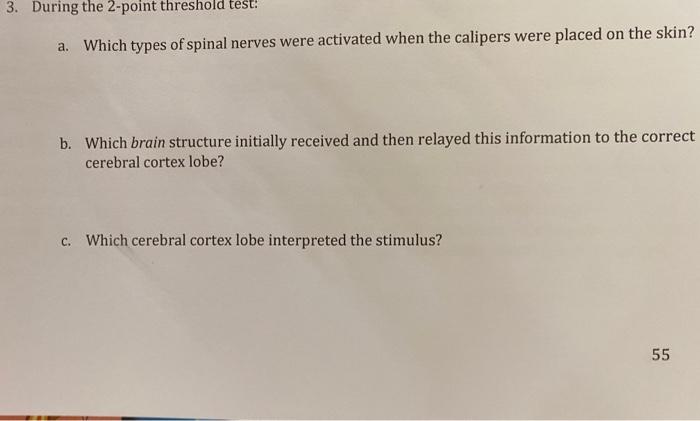 Solved 3. During the 2-point threshold test: a. Which types | Chegg.com